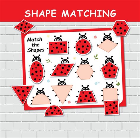 Ladybug Shape Matching Activity 2d Shapes Summer Busy Book Page File Folder Games Special