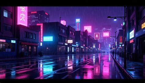 Free Neon Rain City Image Neon Cyberpunk Pixel Download At Stockcake