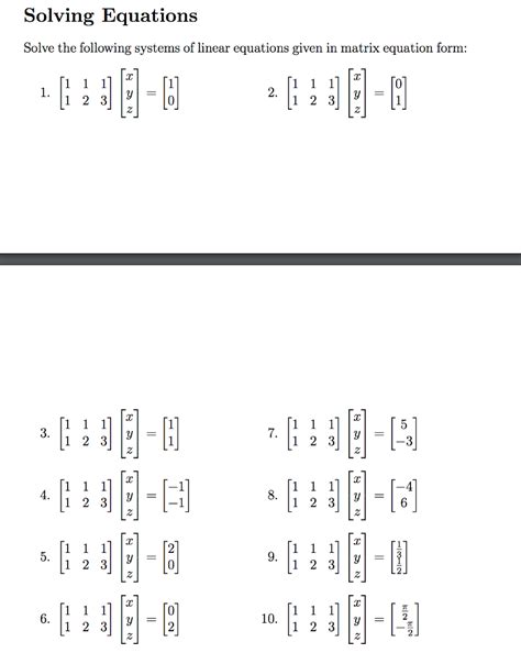 Solved Solve The Following Systems Of Linear Equations Given