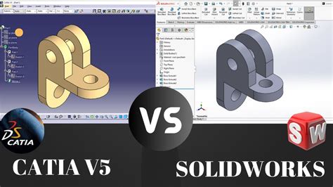 Catia V5 Vs Solidworks Part Design Excercise For Beginners Tutorial Part 3 Youtube