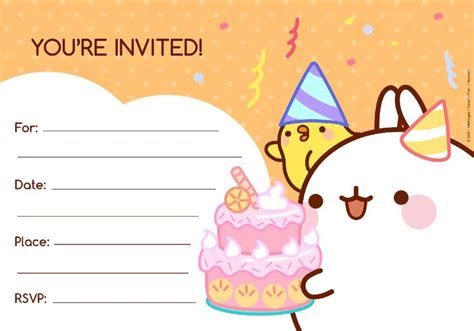 Molang Party Plantillas Para Invitación De Cumpleaños Cumpleaños Pusheen Invitaciones Para