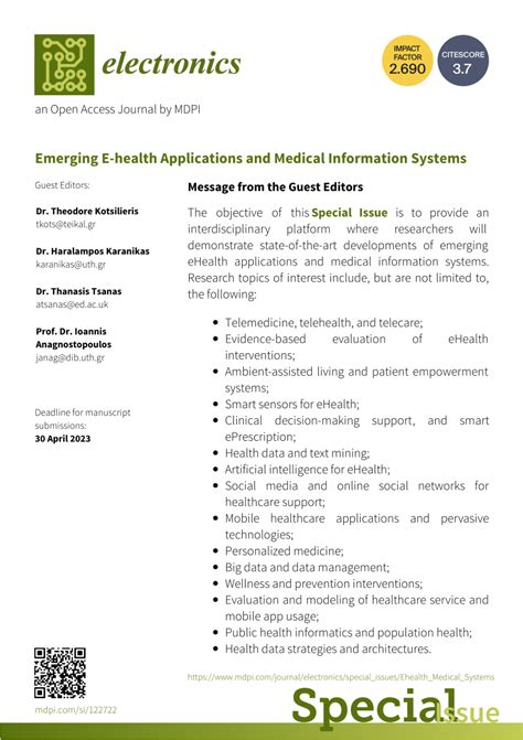 Pdf Special Issue Emerging E Health Applications And Medical
