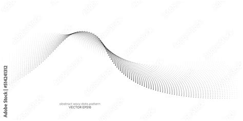 Flowing Dots Particles Wave Pattern Halftone Gradient Curve Shape Isolated On White Background