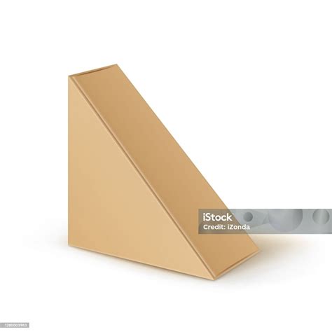 벡터 브라운 빈 골판지 삼각형 샌드위치 음식 선물 다른 제품에 대한 상자를 멀리 가져 갈 것 화이트 배경에 고립 된 닫기 0명에 대한 스톡 벡터 아트 및 기타 이미지