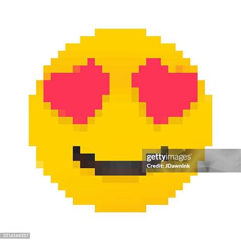 Cute Social Media Smiling Face With Hearteyes Pixelated Emoji Icon On