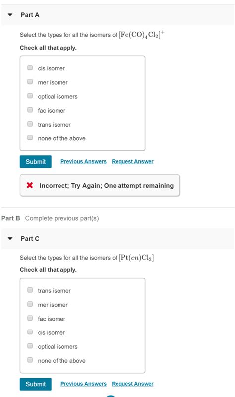 Solved Part A Select The Types For All The Isomers Of