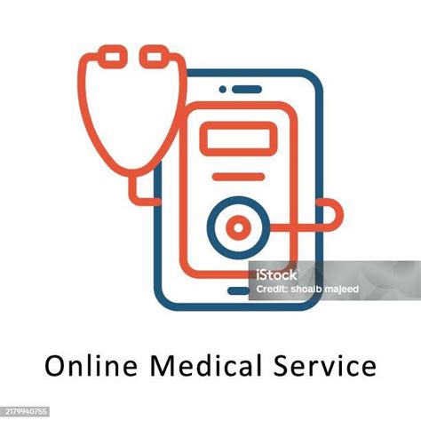 온라인 의료 서비스 벡터 Outiline 두 가지 색상 디자인 아이콘입니다 흰색 배경 Eps 10 파일에 기호 건강관리와 의술에 대한 스톡 벡터 아트 및 기타 이미지