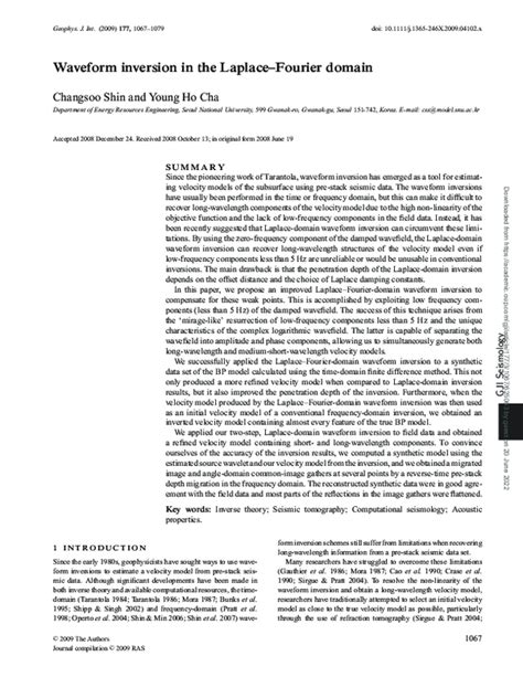 Pdf Waveform Inversion In The Laplace Fourier Domain