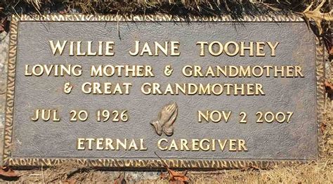 Willie Jane Rhea Toohey 1926 2007 Find A Grave Memorial