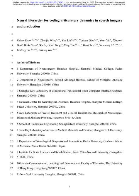 Pdf Neural Hierarchy For Coding Articulatory Dynamics In Speech