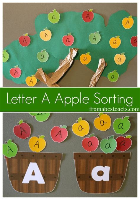 Letter A Apple Sorting For Preschoolers From Abcs To Acts Apple Preschool Preschool Apple
