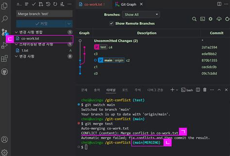 git merge conflict 충돌 해결 git usingu