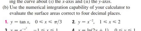 Ing The Curve About 1 The X Axis And I1 The Y Axisb Use The Numer
