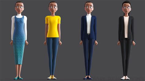 Cartoon Afro Mother Toon Rigged Woman 3d Model Turbosquid 2108680
