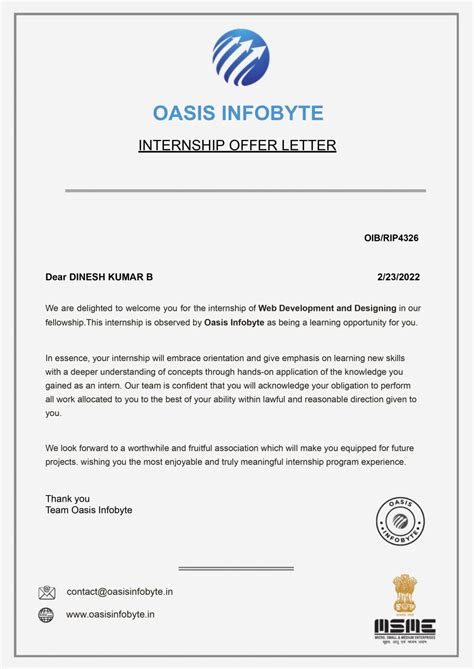 Dinesh Kumar B On Linkedin Oasisinfobyte Webdevelopment
