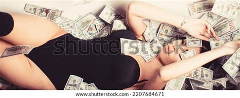 Sexy Woman Lying Dollar Bills Rich Stock Photo Shutterstock
