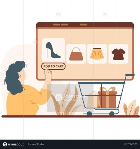 Best Woman Adding Product To Cart Illustration Download In Png And Vector Format