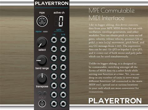 MPE MIDI Commutable Interface PLAYERTRON