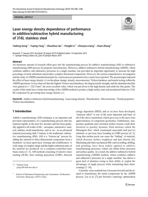 Laser Energy Density Dependence Of Performance Pdf Microstructure Sintering