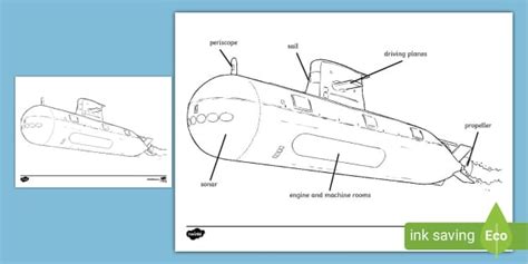 Submarine Colouring Page