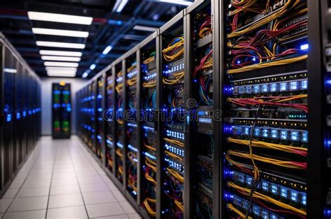 Computer Network Server Room Data Communications Technology Wiring Cables Stock Illustration