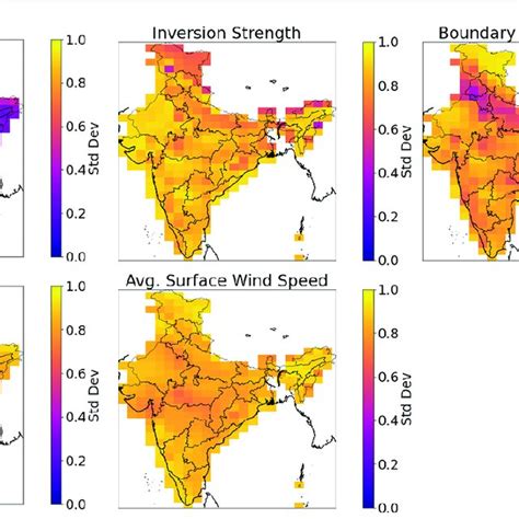 Standard Deviation Of Dimensionless Variables Across Ensemble Members