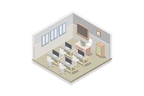 Illustrated Isometric School Room 42339342 Vector Art At Vecteezy