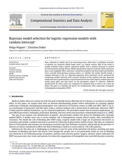 pdf bayesian model selection for logistic regression models with