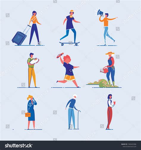 Diverse Occupation Age People Cartoon Characters เวกเตอร์สต็อก ปลอด