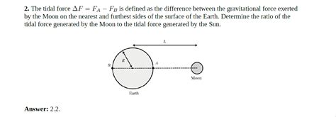 Solved 2 The Tidal Force Δffa−fb Is Defined As The