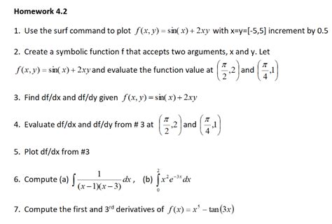 Solved Homework 42use The Surf Command To Plot