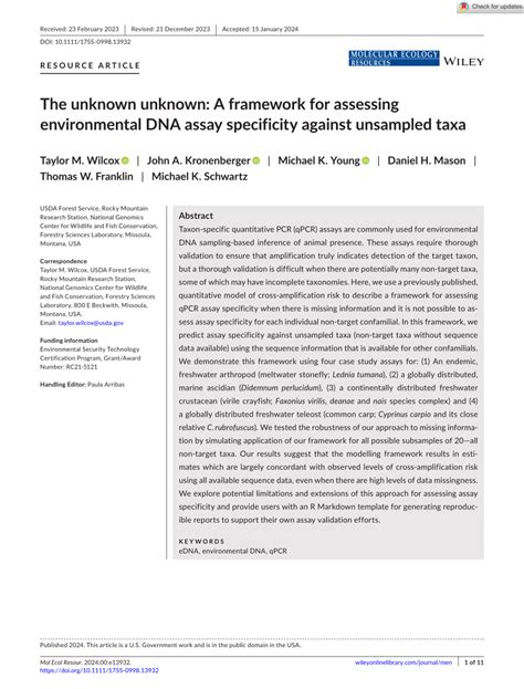 Pdf The Unknown Unknown A Framework For Assessing Environmental Dna
