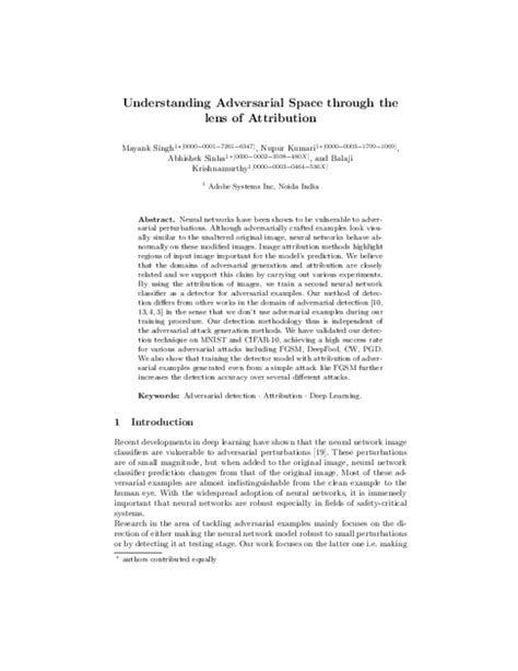 Pdf Understanding Adversarial Space Through The Lens Of Attribution