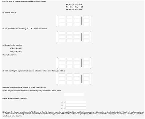 Solved 2 Points Solve The Following System Using Augmented