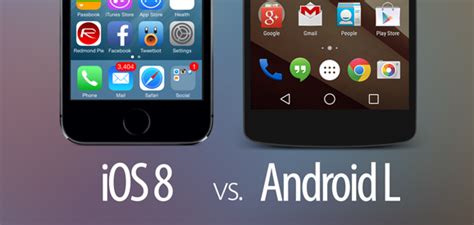 Visual Comparison Of Ios 8 Vs Android L Features Icons Ui Elements