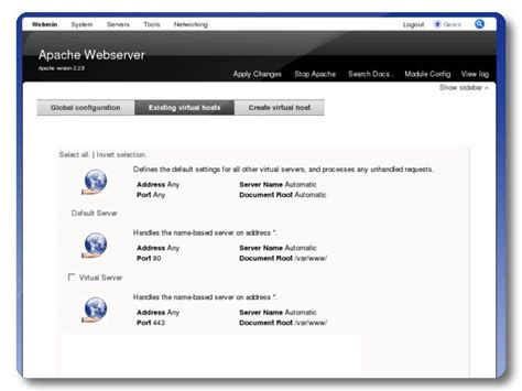 web management interface apache lamp configuration turnkey gnu linux