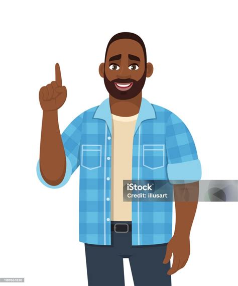 젊은 아프리카 남자 가리키는 손가락 공간을 복사하는 세련된 사람이 손을 제스처 남성 캐릭터 디자인 일러스트 다양한 사람들 아이디어 솔루션 벡터 만화의 현대 라이프 스타일