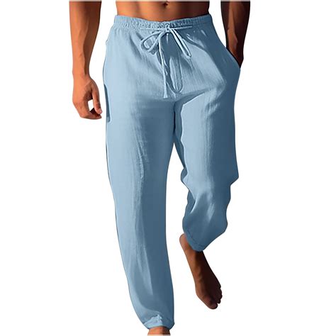 Dezsed Mens Lightweight Pants Elastic Waist Drawstring Casual Pants