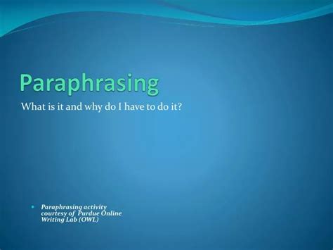 PPT Paraphrasing PowerPoint Presentation Free Download ID