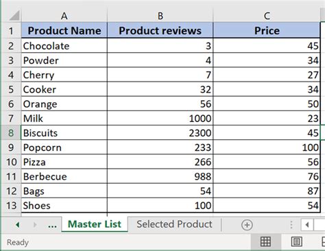 Solved Below Is The Master List Of Different Products