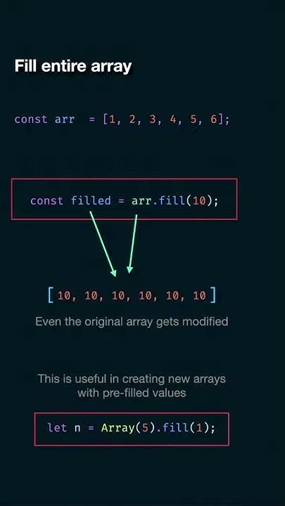 Javascript Array Fill With Default Values Fill Method Shorts