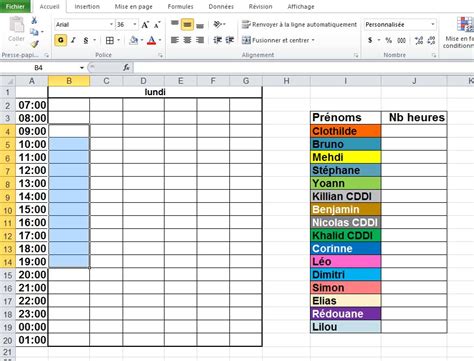 [xl 2016] Remplissage Automatique De Planning Calcul Du Nombre D