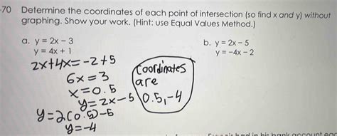 solved 70 determine the coordinates of each point of intersection so