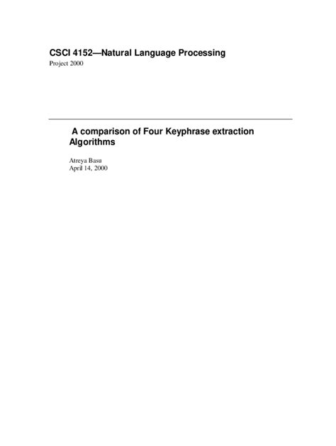 Fillable Online A Comparison Of Four Keyphrase Extraction Algorithms