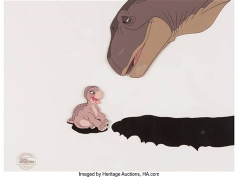 The Land Before Time Littlefoot And Mother Production Cel Setup With