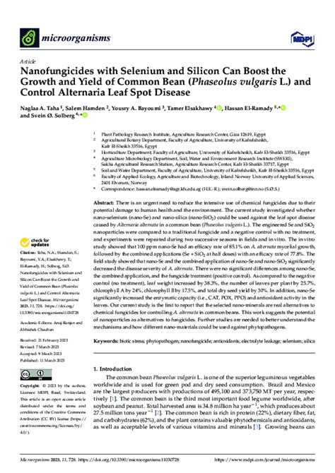 Pdf Nanofungicides With Selenium And Silicon Can Boost The Growth And