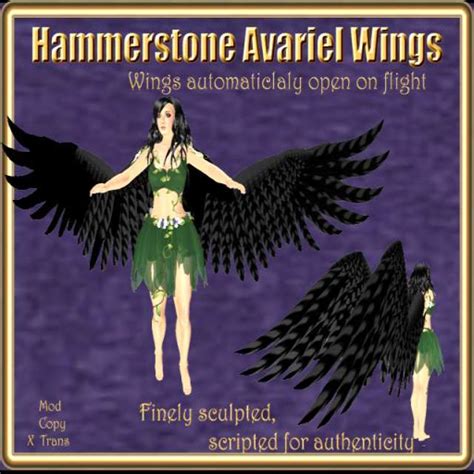 Second Life Marketplace Avariel Wings Black