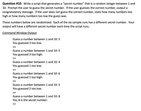 Solved Question 10 Write A Script That Generates A Chegg Com