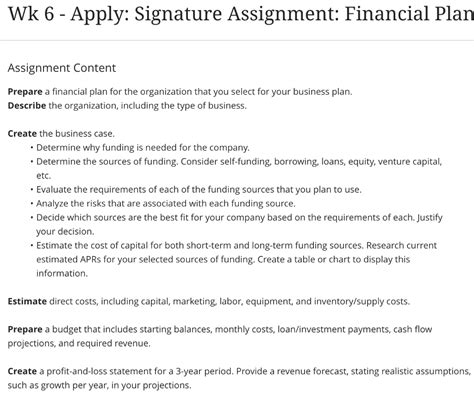 Solved Wk 6 Apply Signature Assignment Financial Plan