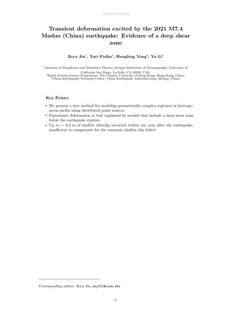 Pdf Transient Deformation Excited By The 2021 M74 Maduo China